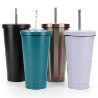 China Car stainless steel mug 500ml/750ml  customizable pattern large mouth coffee sublimation cup with straw for sale