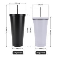 China Car stainless steel mug 500ml/750ml  customizable pattern large mouth coffee sublimation cup with straw for sale