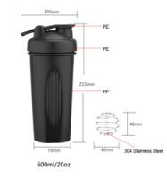 China 600ml/20 oz Custom Portable Seasoning Coffee Shaker Jar Bpa Free Sport Protein Drink Shaker Bottle Plastic Private Label for sale