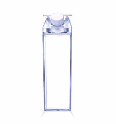 China 1000ML Reusable Custom Logo Transparent Clear Milk Carton Shaped Plastic Water Bottle for sale