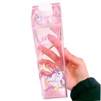 China 1000ML Reusable Custom Logo Transparent Clear Milk Carton Shaped Plastic Water Bottle for sale