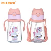 China 400ML Easy to Clean Plastic Children's Water Bottle  with Straw and Handle for sale