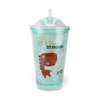China Eco-Friendly Plastic Material Cooling Water Bottle Double Wall Glittery Cup Skinny Tumbler Plastic With Straw Lid For Promotion for sale