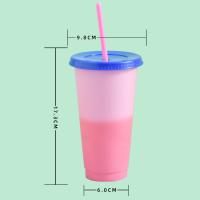 China Reusable Color Changing Cold Cups Summer Magic Plastic Coffee tumbler With Straws Set of 5 for sale