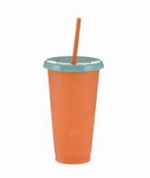 China Reusable Color Changing Cold Cups Summer Magic Plastic Coffee tumbler With Straws Set of 5 for sale