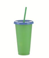 China Reusable Color Changing Cold Cups Summer Magic Plastic Coffee tumbler With Straws Set of 5 for sale