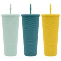 China 24 Oz Vacuum Tumbler Mug durable coffee Summer Matte Plastic Water Cup With Lid Straw Party for sale