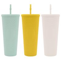 China 24 Oz Vacuum Tumbler Mug durable coffee Summer Matte Plastic Water Cup With Lid Straw Party for sale