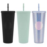 China 24 Oz Vacuum Tumbler Mug durable coffee Summer Matte Plastic Water Cup With Lid Straw Party for sale