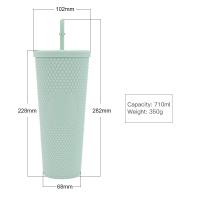 China 24 Oz Vacuum Tumbler Mug durable coffee Summer Matte Plastic Water Cup With Lid Straw Party for sale