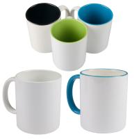 China Japanese Mug Sublimation 11oz Inner Color and Handle Ceramic Mugs Blank White Cups for sale