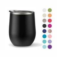 China 10oz  12oz Vacuum Tumbler Mug Powder Coating Double Walled Metal Thermal Wine Cup for sale