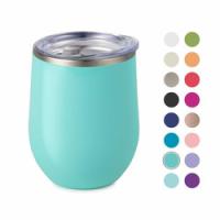 China 10oz  12oz Vacuum Tumbler Mug Powder Coating Double Walled Metal Thermal Wine Cup for sale