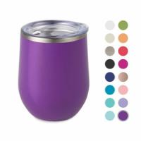 China 10oz  12oz Vacuum Tumbler Mug Powder Coating Double Walled Metal Thermal Wine Cup for sale