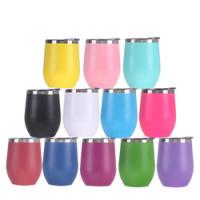 China 10oz  12oz Vacuum Tumbler Mug Powder Coating Double Walled Metal Thermal Wine Cup for sale