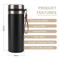 China Tea Infuser Bottle Coffee thermos Smart Sports Water Bottle with LED Display Travel Tea Mug with Stainless Steel Filter for sale
