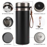 China Tea Infuser Bottle Coffee thermos Smart Sports Water Bottle with LED Display Travel Tea Mug with Stainless Steel Filter for sale