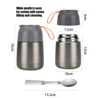 China Vacuum Insulated Stainless Steel Lunch Thermos Leak Proof Soup Containers with Folding Spoon for Hot or Cold Food for sale