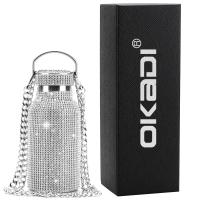 China Women Creative Portable Handle Color Crystal Rhinestone Diamond Bling Bling Stainless Steel Vacuum Thermos Flask Water Bottle for sale