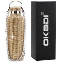China Women Creative Portable Handle Color Crystal Rhinestone Diamond Bling Bling Stainless Steel Vacuum Thermos Flask Water Bottle for sale