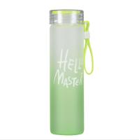 China Personalised Designer Colorful Glass Water Bottles Portable Gradient BPA Free Frosted Borosilicate Glass Water Bottle for sale