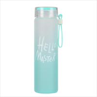 China Personalised Designer Colorful Glass Water Bottles Portable Gradient BPA Free Frosted Borosilicate Glass Water Bottle for sale