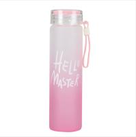 China Personalised Designer Colorful Glass Water Bottles Portable Gradient BPA Free Frosted Borosilicate Glass Water Bottle for sale