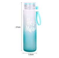 China Personalised Designer Colorful Glass Water Bottles Portable Gradient BPA Free Frosted Borosilicate Glass Water Bottle for sale