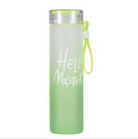 China Personalised Designer Colorful Glass Water Bottles Portable Gradient BPA Free Frosted Borosilicate Glass Water Bottle for sale