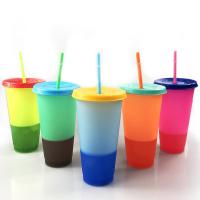 China 2020 Hot Product New Reusable Color Changing Cold Cup Plastic Coffee tumbler With Straw Set Of 5 for sale