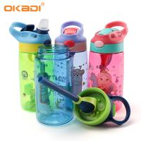 China 470ml High Quality Portable Custom Baby Straw Milk BPA Free Kids Plastic Water Bottle With The Handle ,One Touch To Open for sale