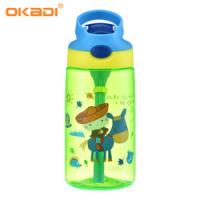 China 470ml High Quality Portable Custom Baby Straw Milk BPA Free Kids Plastic Water Bottle With The Handle ,One Touch To Open for sale