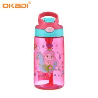 China 470ml High Quality Portable Custom Baby Straw Milk BPA Free Kids Plastic Water Bottle With The Handle ,One Touch To Open for sale