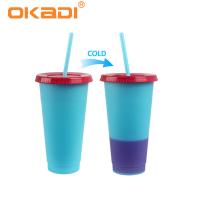 China Summer Coffee Tumblers Color Changing Cups 24oz Cold Cups 5 Reusable Cups Lids And Straws Set Of 5 for sale