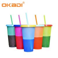China Summer Coffee Tumblers Color Changing Cups 24oz Cold Cups 5 Reusable Cups Lids And Straws Set Of 5 for sale