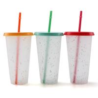 China 2020 Color Changing Color Confetti Reusable Cold Drink Cups Summer 24 oz Reusable Cups for sale