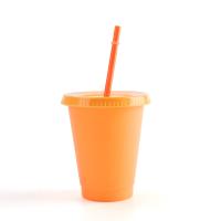 China 16oz New Style Reusable Color Changing Water Cup BPA Free Plastic Coffee tumbler With Straw Set Of 5 for sale