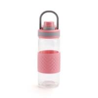 China 480ml High quality and convenient Leakproof BPA Free Glass Water Bottle with silicone sleeve and handgrip for sale