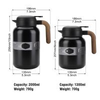 China 1300ml 2000ml Double Wall Stainless Steel Vacuum Insulated Coffee Carafe Thermos Hot Water Tea Pot for sale