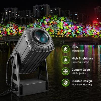 China 600W IP65 Outdoor LED Zoom Gobo Projector Premium Aluminum Alloy Advertising Logo Light Rotating Glass Gobos Precision Optics for sale