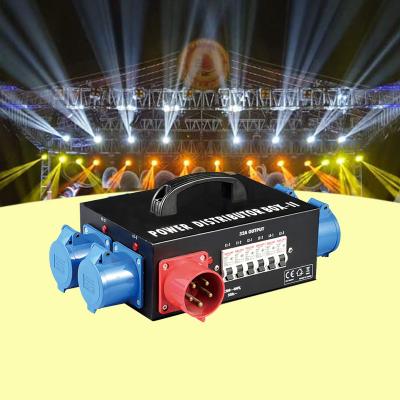China Portable 3-Phase 308V CEE Power Distribution Box with 32A Input/6x16A Output Robust Steel Housing for Stage/Rigging Use for sale