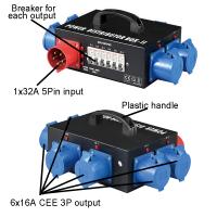 China Nebula Cee Power Distribution Box with 1x32A 5Pin Input 6x16A CEE 3P Output Robust Steel Housing for Stage Lighting Live Events for sale