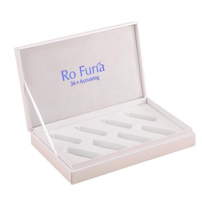 China Customized Luxury Flip Top Gift Box Hot Stamping Logo Skincare With Sponge Lining for sale