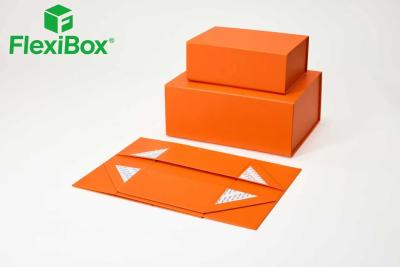China Orange Foldable Magnetic Gift Box with Bright Design for Cosmetic Packaging for sale