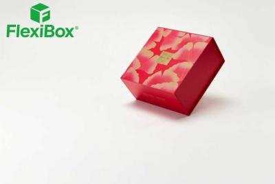China Red Foldable Glue-Free Rigid Packaging Box with All-Over Floral Print for Premium Cosmetic Gifts for sale