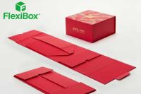 China Red Foldable Glue-Free Rigid Packaging Box with All-Over Floral Print for Premium Cosmetic Gifts for sale