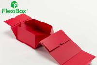China Red Foldable Glue-Free Rigid Packaging Box with All-Over Floral Print for Premium Cosmetic Gifts for sale