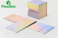 China Glue-free Interlocking Foldable Cosmetic Packaging Box with Matte Gold & Holographic Finish for Flat-pack Shipping for sale
