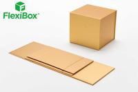 China Glue-free Interlocking Foldable Cosmetic Packaging Box with Matte Gold & Holographic Finish for Flat-pack Shipping for sale