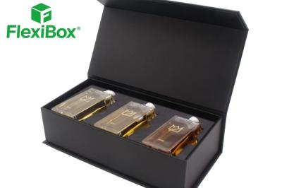 China Matte Black Specialty Paper Perfume Gift Box with Rose Gold Foil Stamping and Custom EVA Flocked Inner Tray for sale